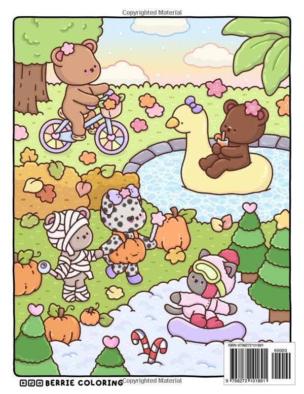 Berrie Coloring Calendar: Featuring Super Cute and Cozy Monthly Pages