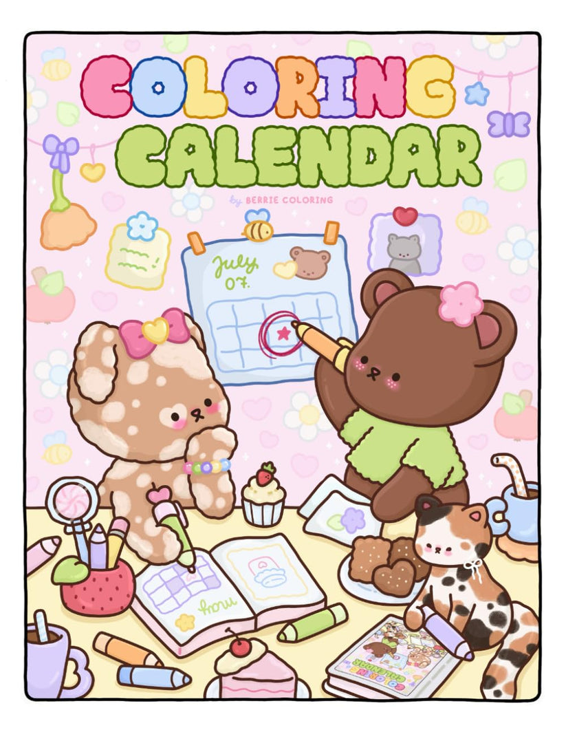Berrie Coloring Calendar: Featuring Super Cute and Cozy Monthly Pages